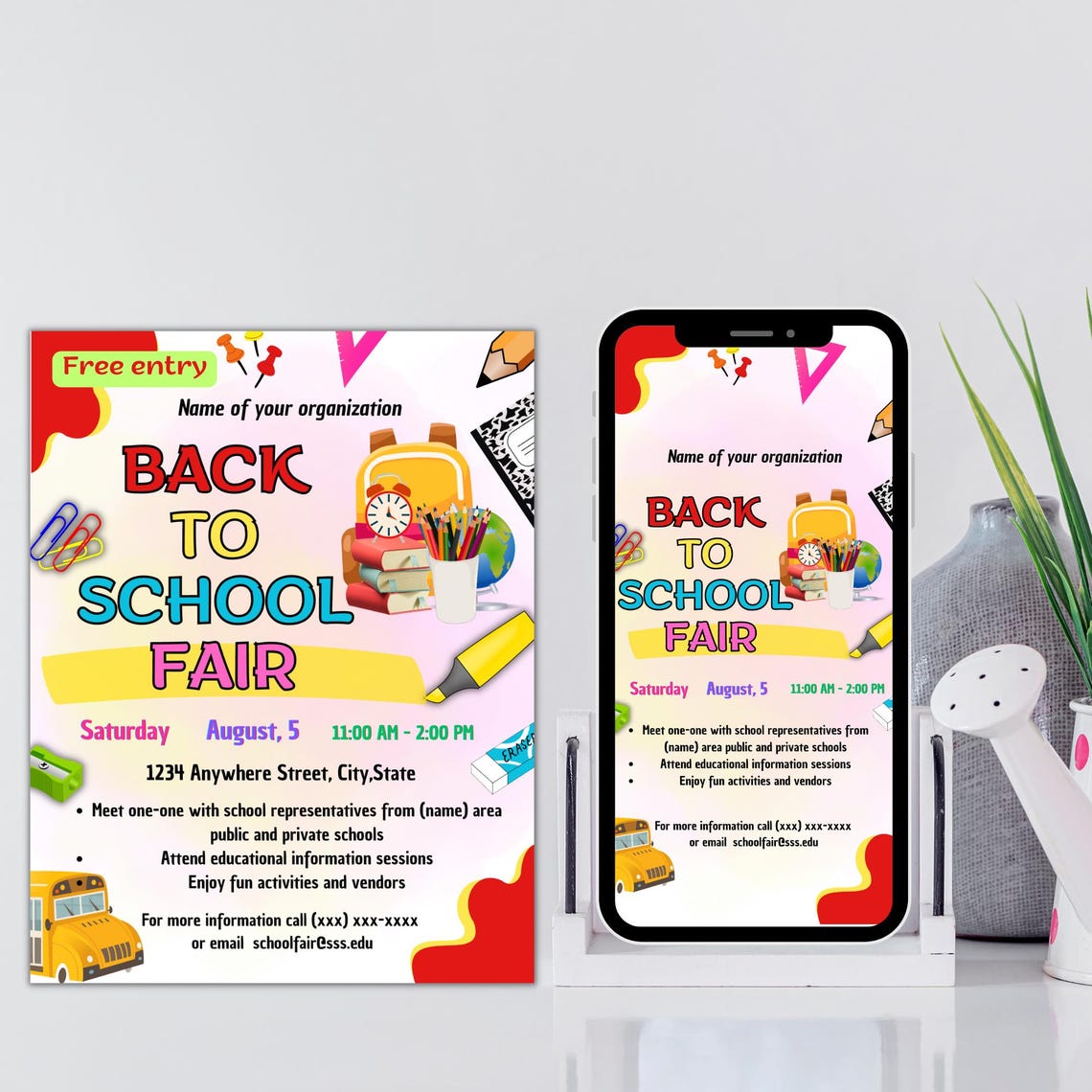 Back to School Fair Flyer, School Fundraiser, Community Event, Summer ...