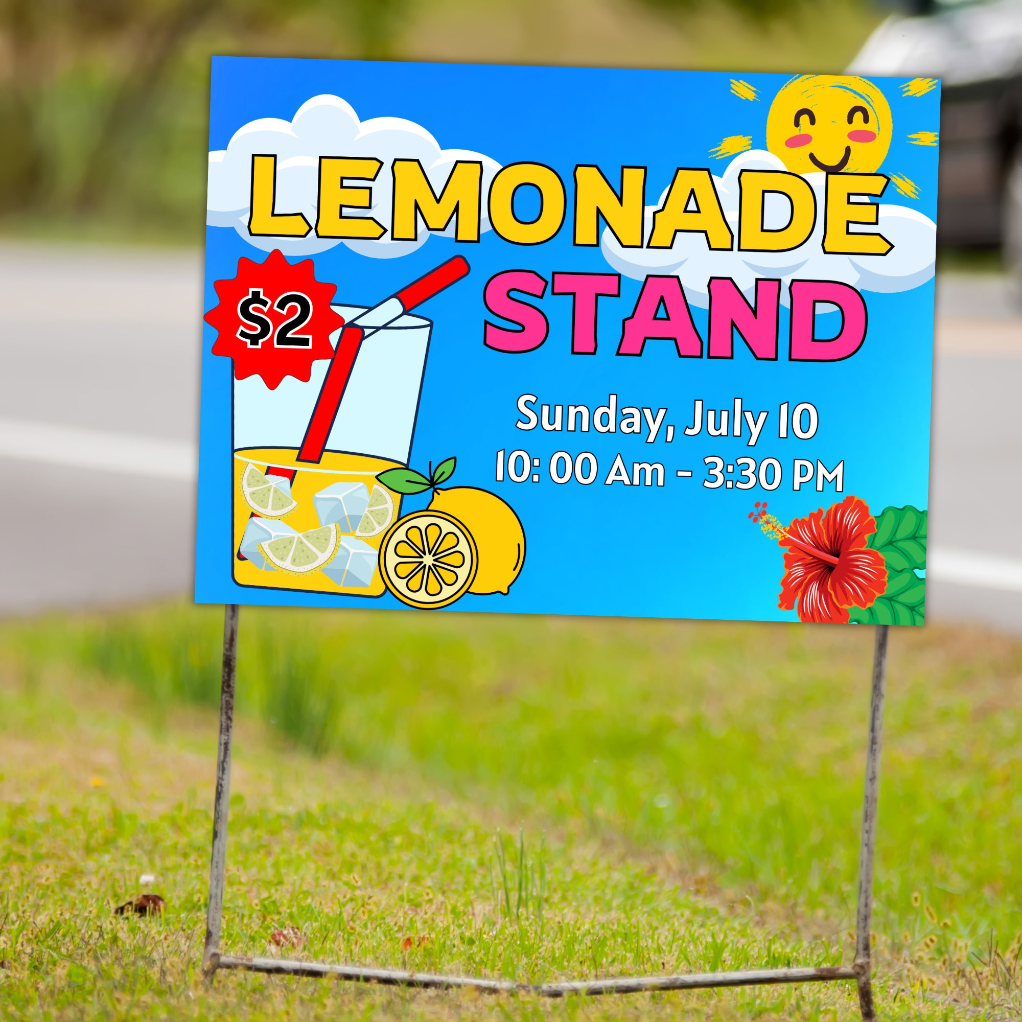 Lemonade Stand Sign, Ice Cold Lemonade, Personalized Sign, Summer Party ...