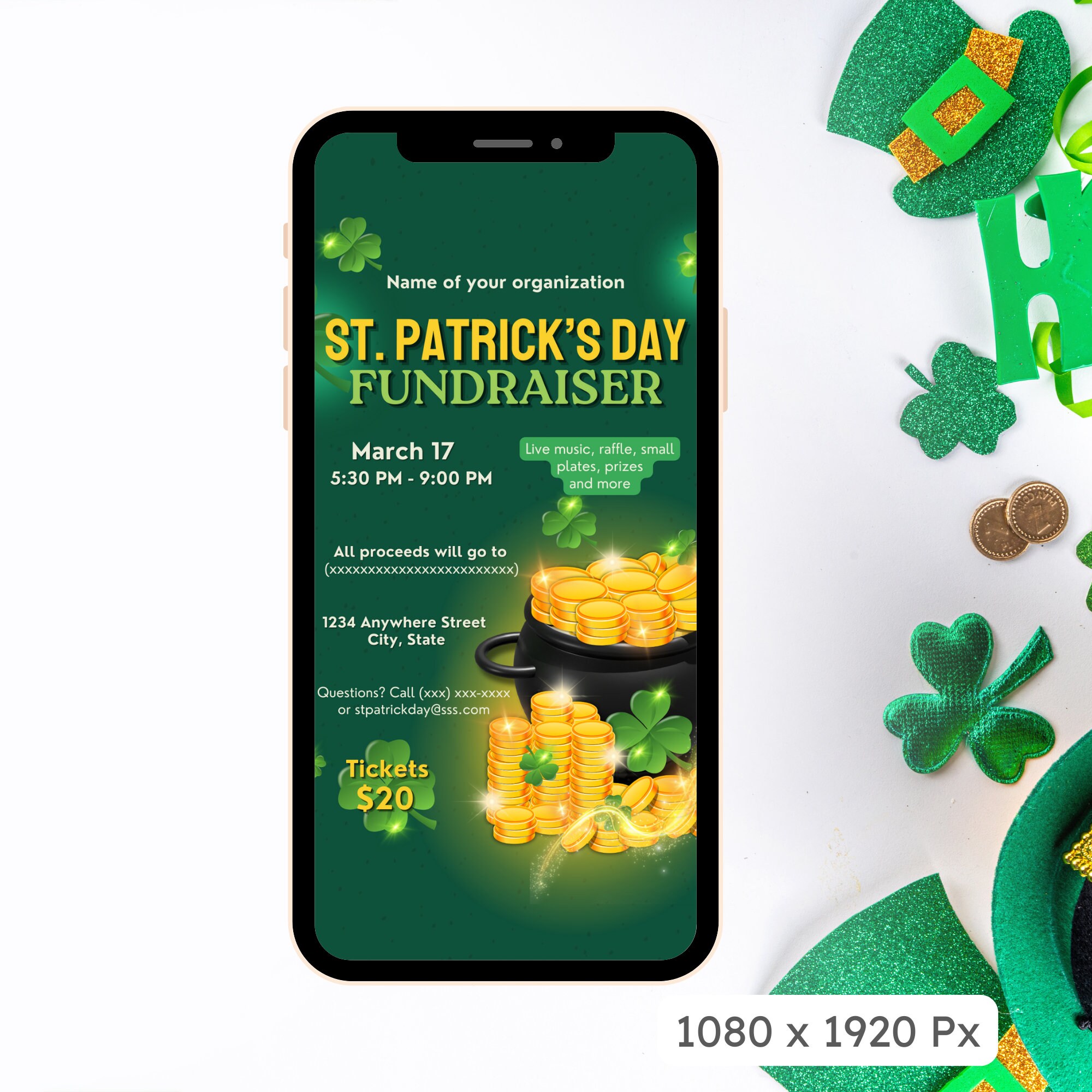 St. Patrick's Day Fundraiser Flyer March Shamrock Community Event ...