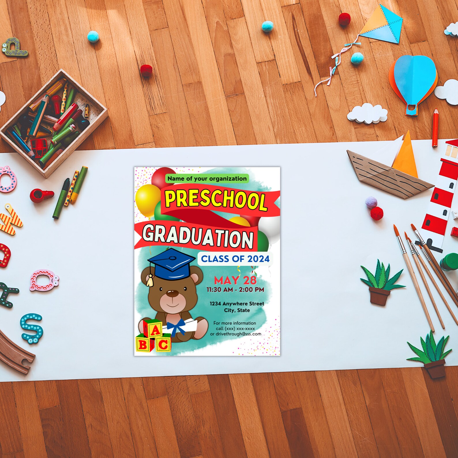 Preschool Graduation Flyer Kindergarten Grad Elementary School ...
