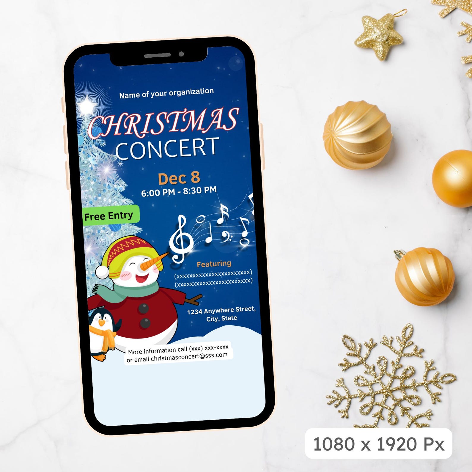 Christmas Concert Flyer, Carol Singing Invite, Church Invitation ...