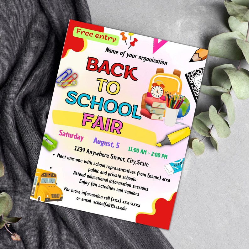Back to School Fair Flyer, School Fundraiser, Community Event, Summer ...