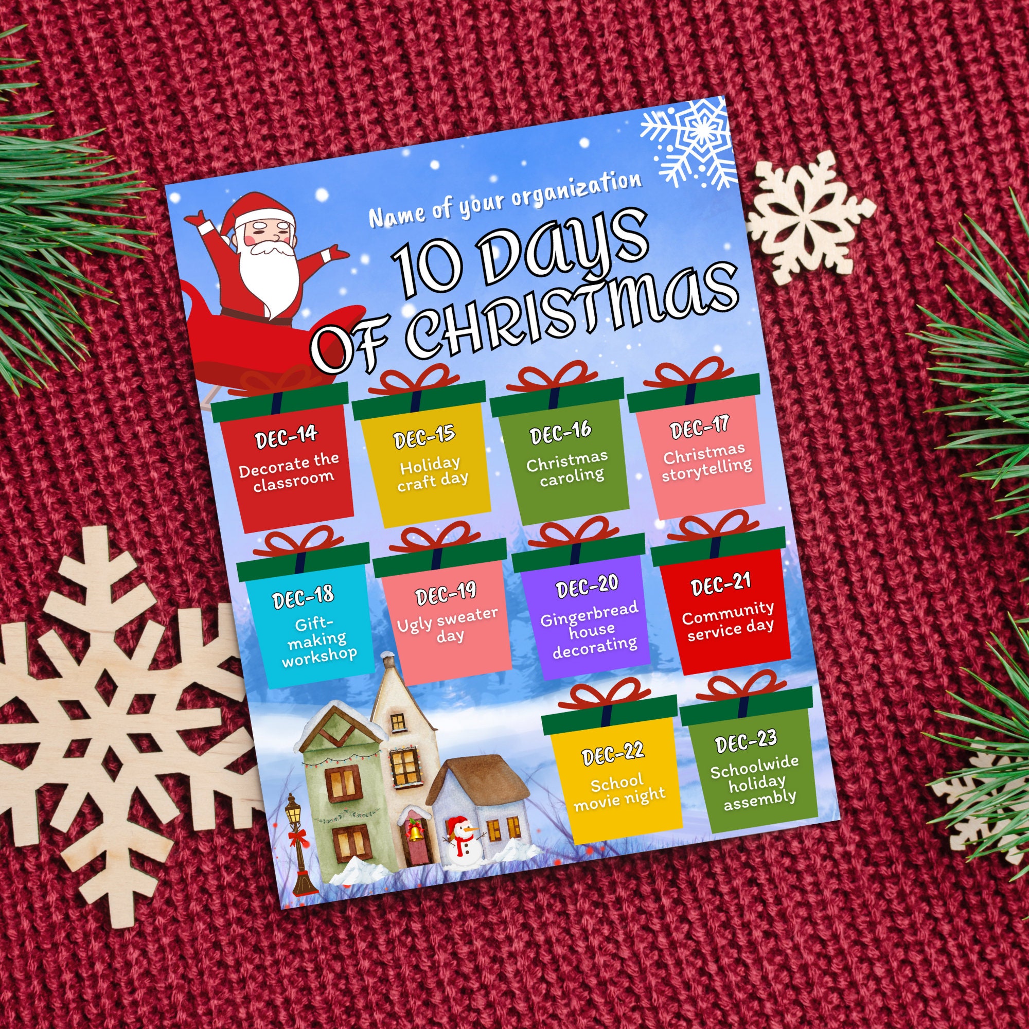 10 Days of Christmas Flyer, Xmas Countdown, Days Until Christmas, Santa ...