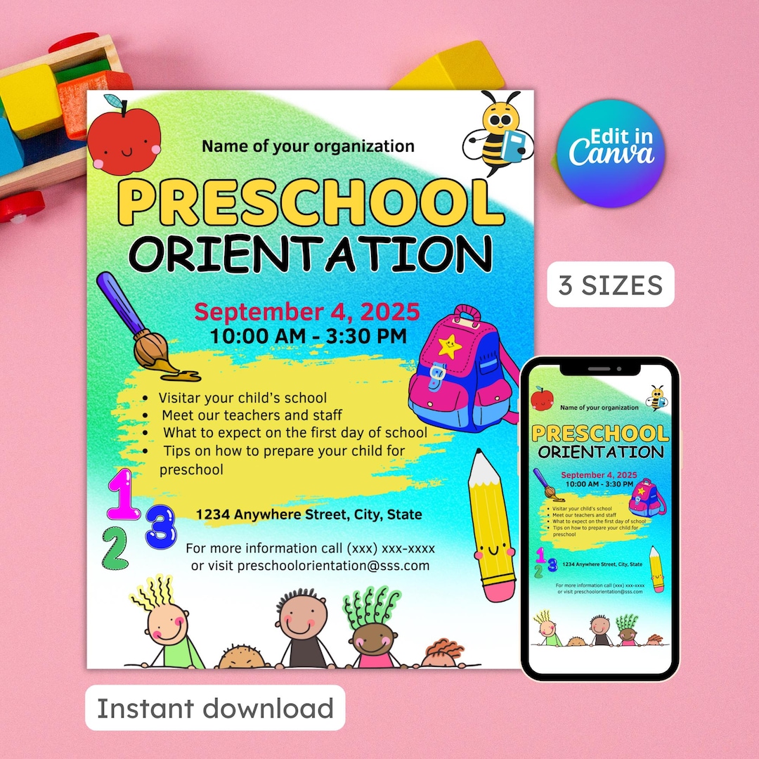 Preschool Orientation Flyer, Back to School, Meet the Teacher, Open ...
