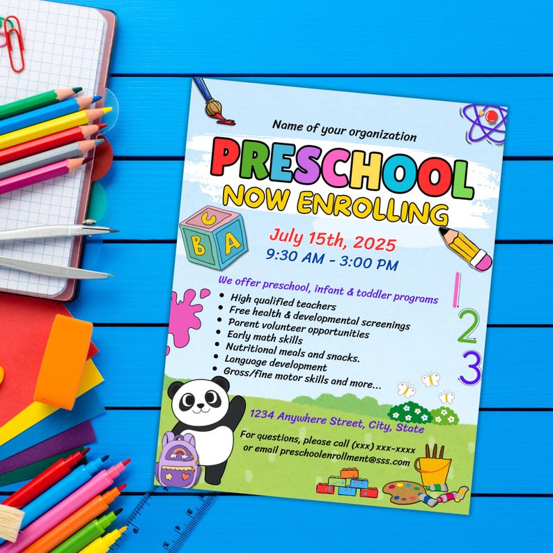 Preschool Now Enrolling Flyer, Back to School, Open Registration, Early ...