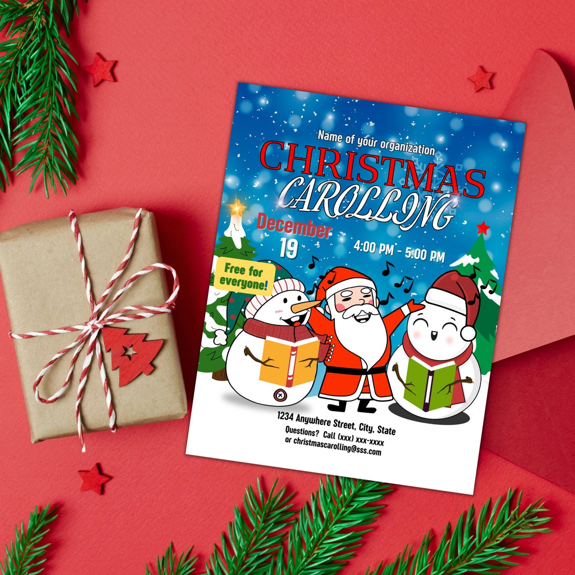 Christmas Carolling Flyer, Church School Event, Holiday Special ...