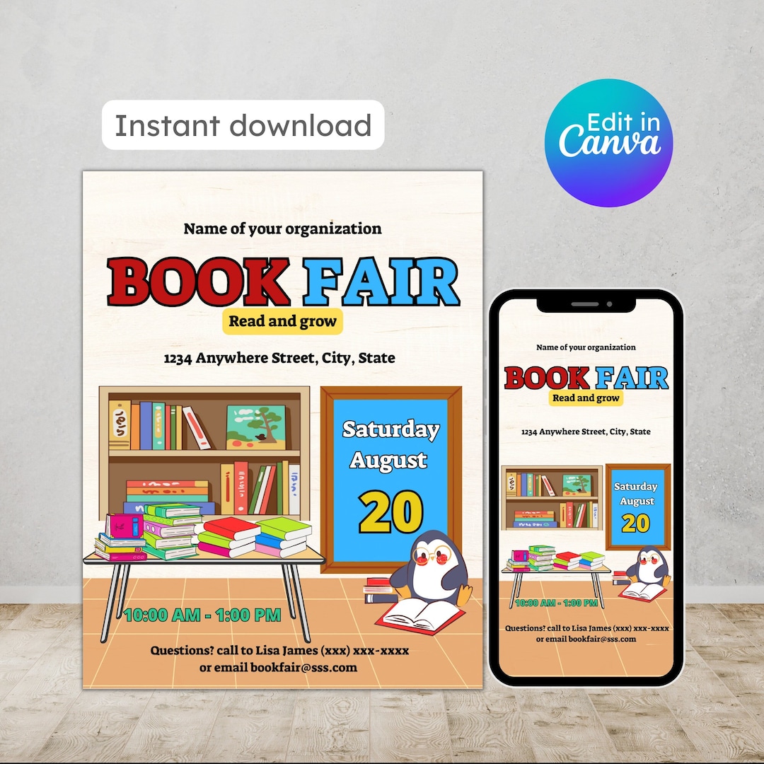 Book Fair Flyer Scholastic Book Fair Reading Party School Fundraiser ...