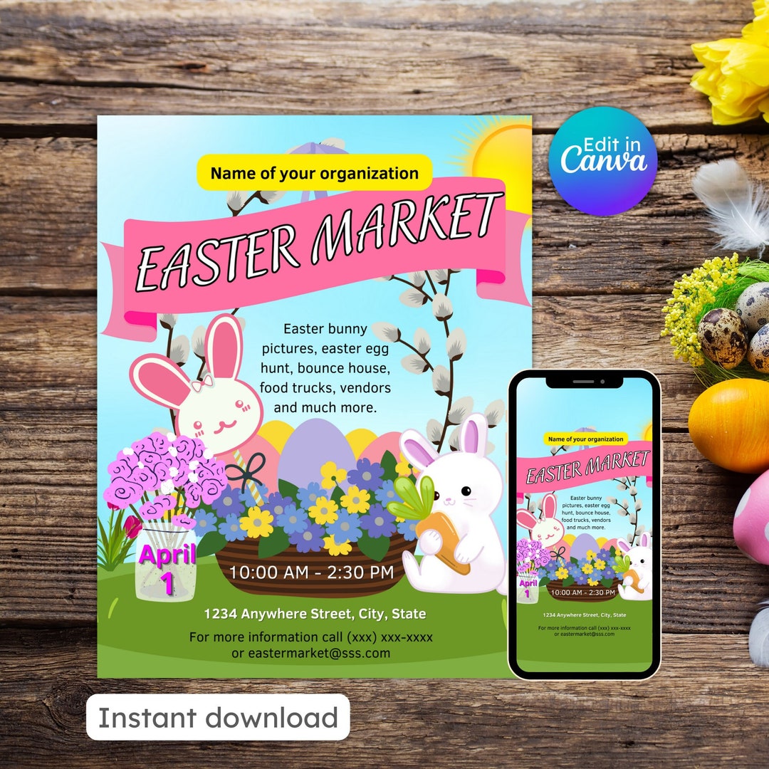 Easter Market Flyer, Spring Festival, Community Event, Pto Pta ...