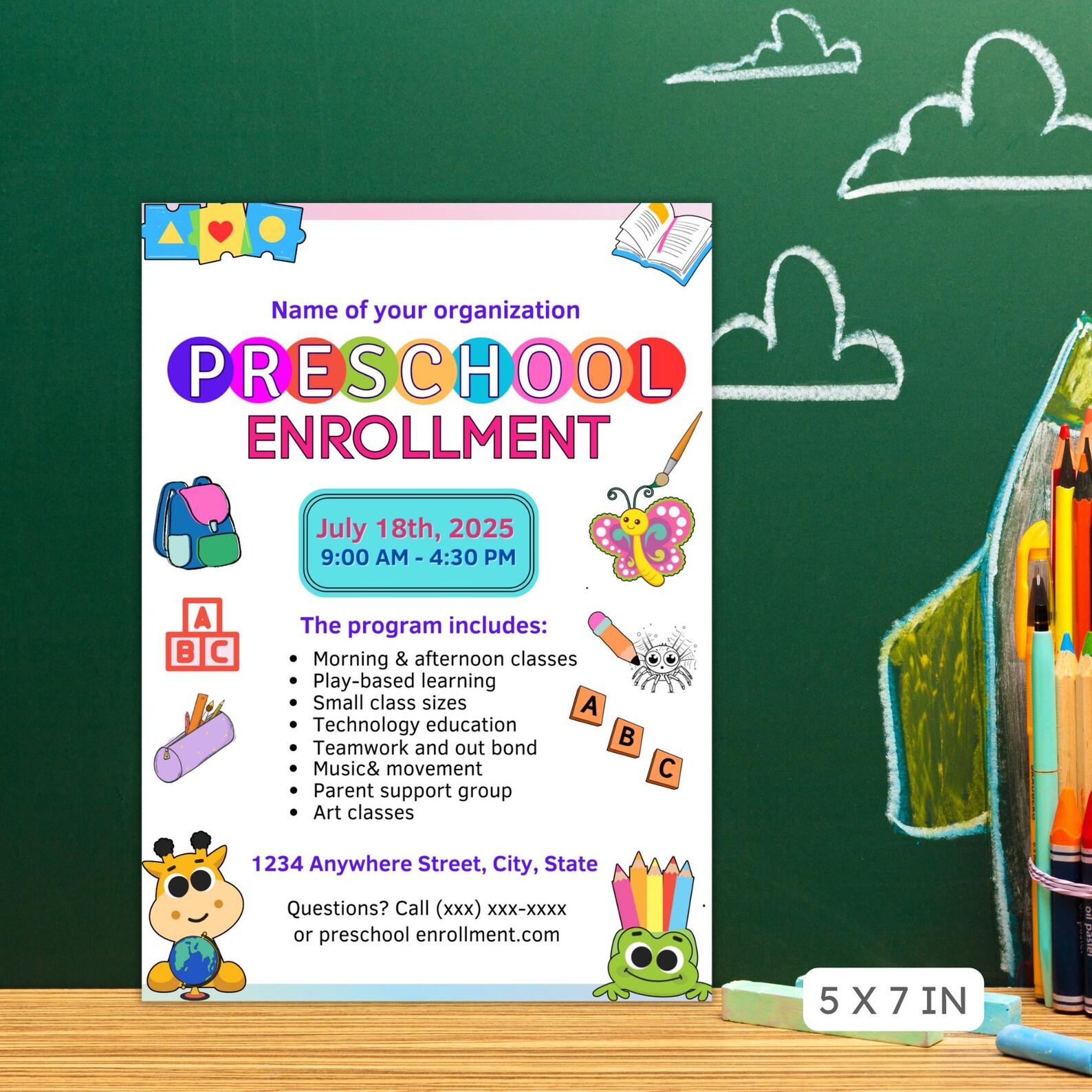 Editable Preschool Enrollment Flyer: Open House, Back to School ...