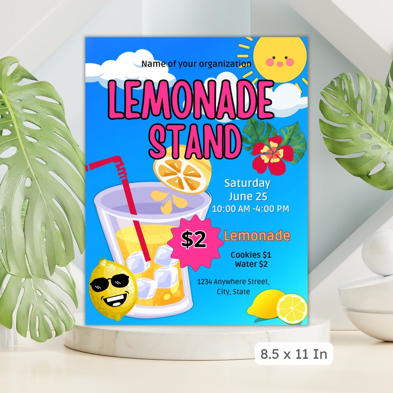 Lemonade Stand Flyer, Summer Fundraiser, Neighborhood Event, Lemon ...