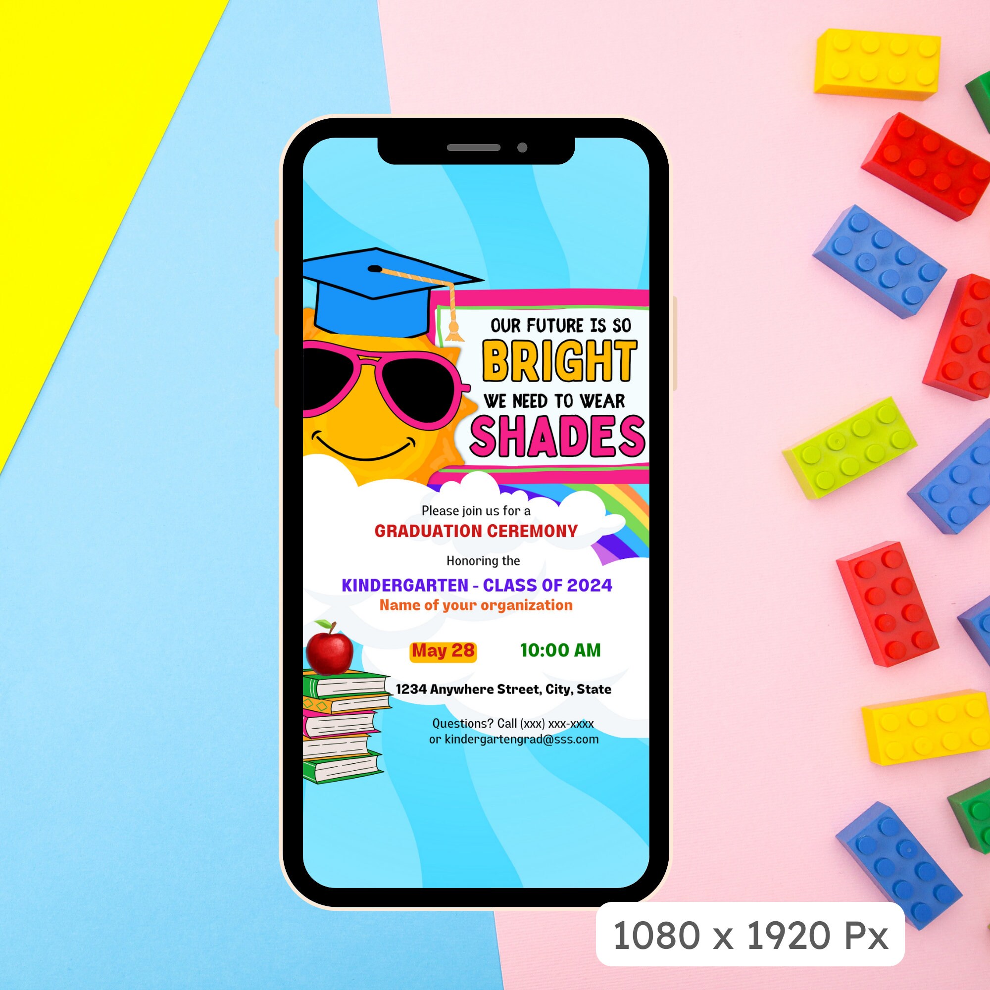 Our Future is so Bright Invitation Kindergarten Grad Sunglasses Theme ...