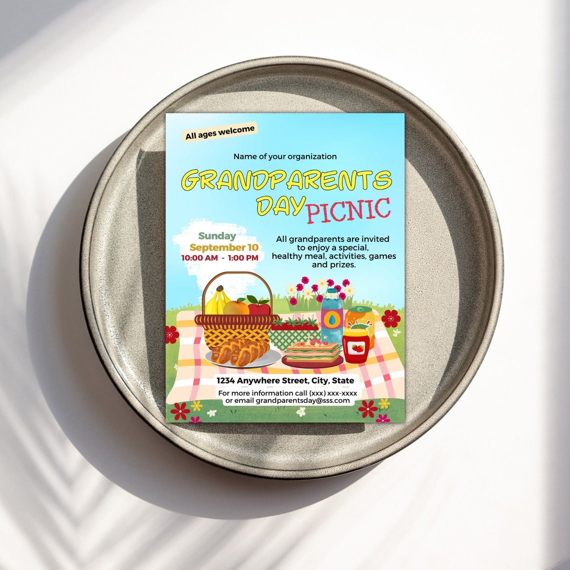 Grandparents Day Picnic Flyer, Breakfast Social, Grandparents Lunch ...