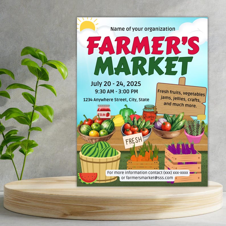 Farmer's Market Flyer, Fruit and Vegetable, Local Market, School ...