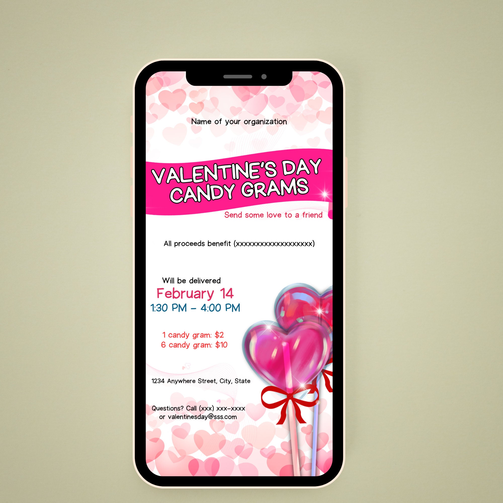 Valentine's Day Candy Grams Flyer School Grams Valentine Fundraiser ...