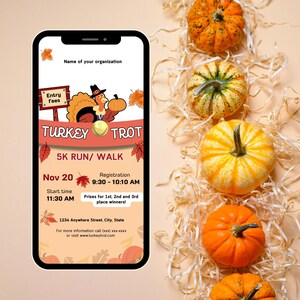 Turkey Trot Flyer 5k 10k Run Walk Thanksgiving Trot Fall School Run ...