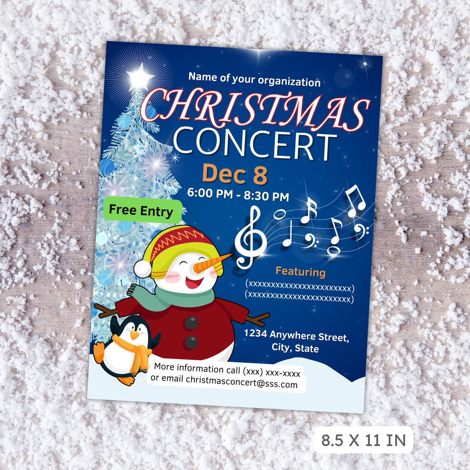 Christmas Concert Flyer, Carol Singing Invite, Church Invitation ...