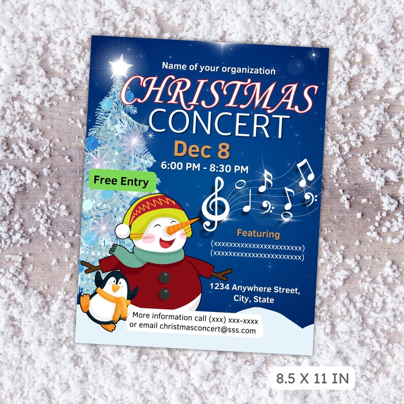 Christmas Concert Flyer, Carol Singing Invite, Church Invitation ...