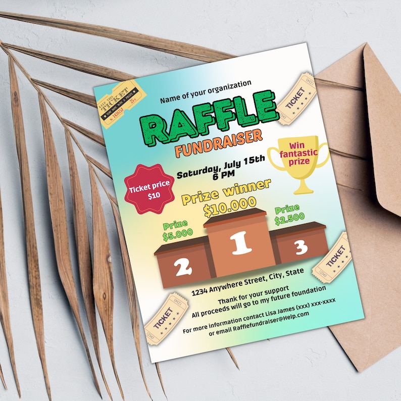 Raffle Fundraiser Flyer, Cash Raffle Flyer, Pto Pta Donation ...