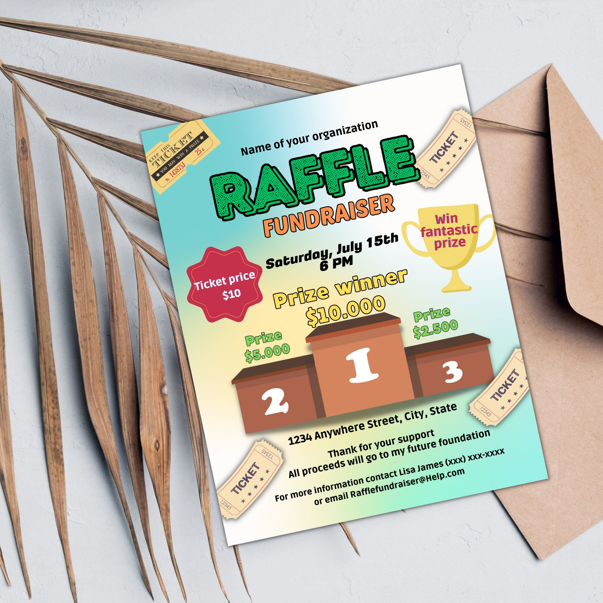 Raffle Fundraiser Flyer Cash Raffle Flyer Pto Pta Donation Volunteers ...