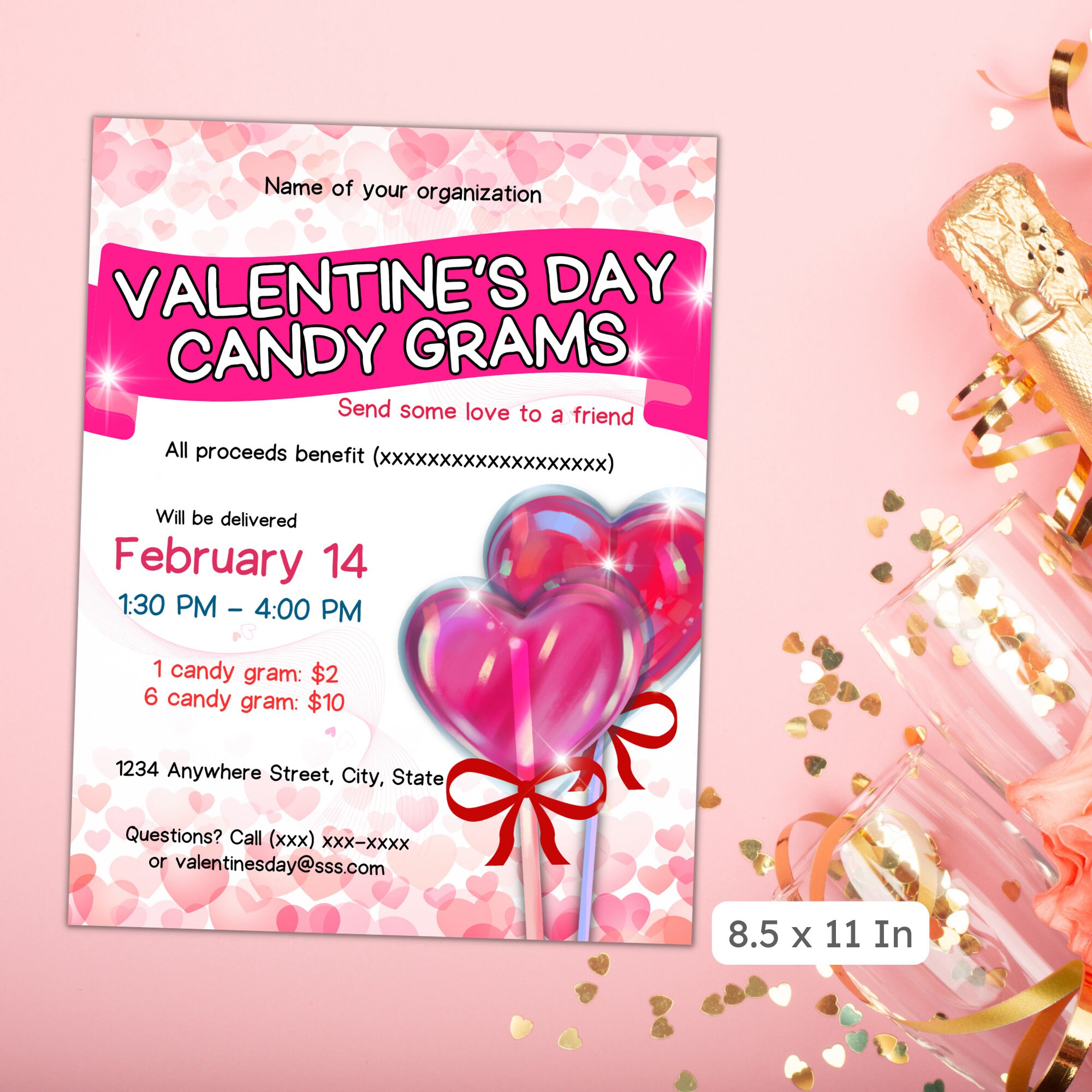 Valentine's Day Candy Grams Flyer School Grams Valentine Fundraiser ...
