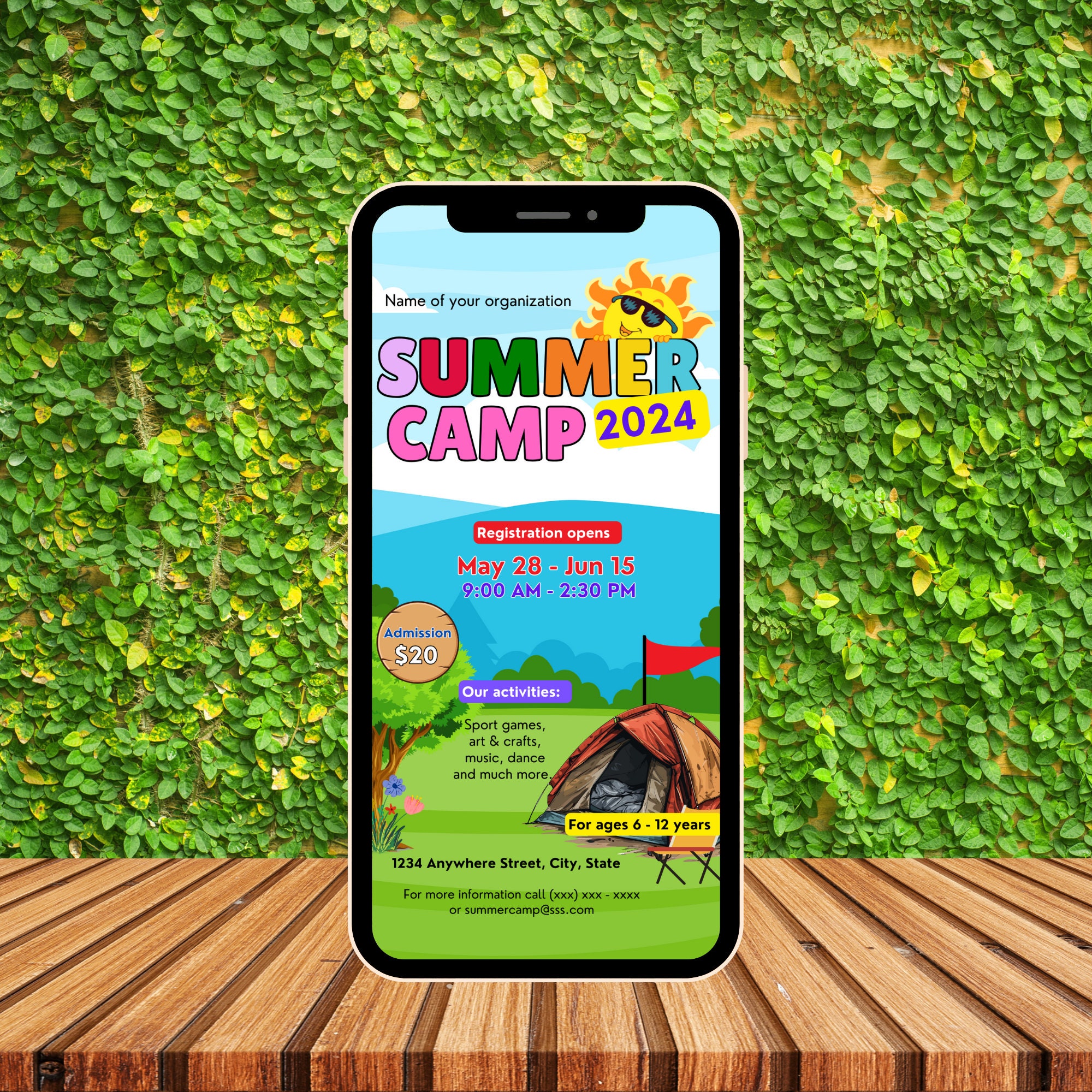 Kids Summer Camp Flyer Camping Invitation Community Event Summer ...