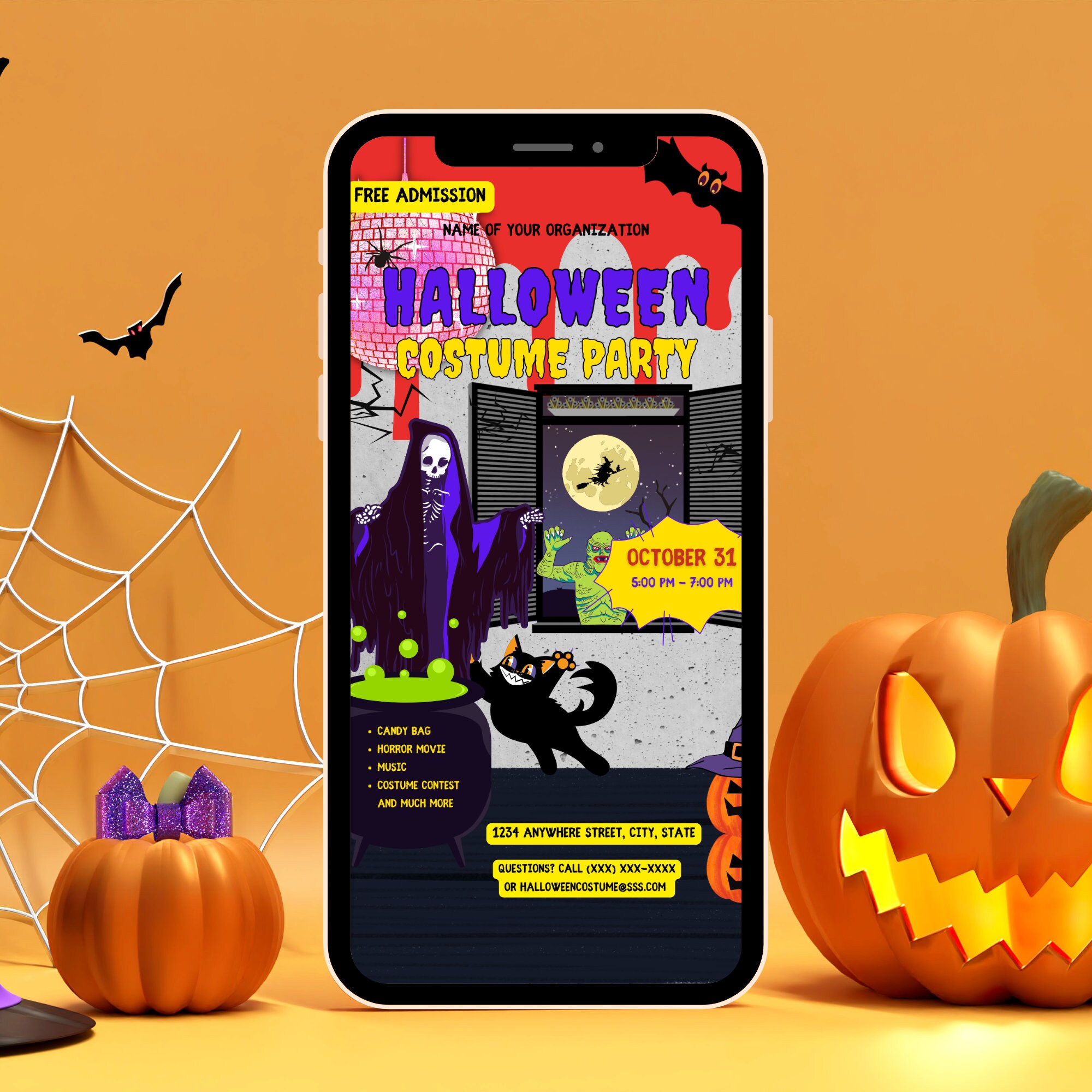 Halloween Costume Party Flyer Trick or Treat Witches Party Spooky ...