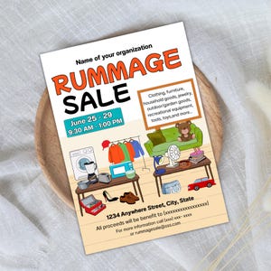 Rummage Sale Flyer, Yard Sale Template, School Fundraiser, Fundraising ...