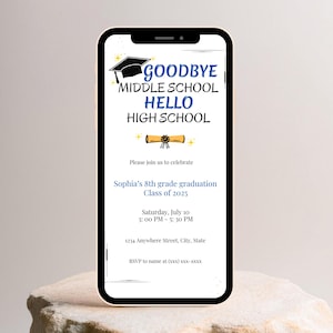 Goodbye Middle School Invitation, 8th Grade Graduation, High School ...