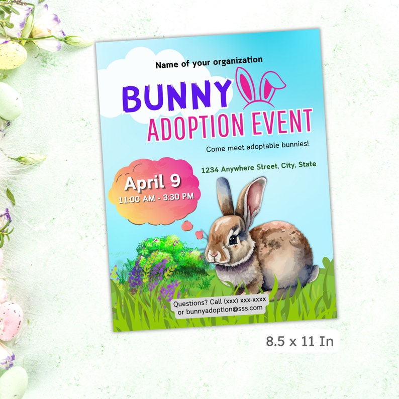 Bunny Adoption Event Flyer, Rabbit Adoption, Animal Rescue, Pet ...