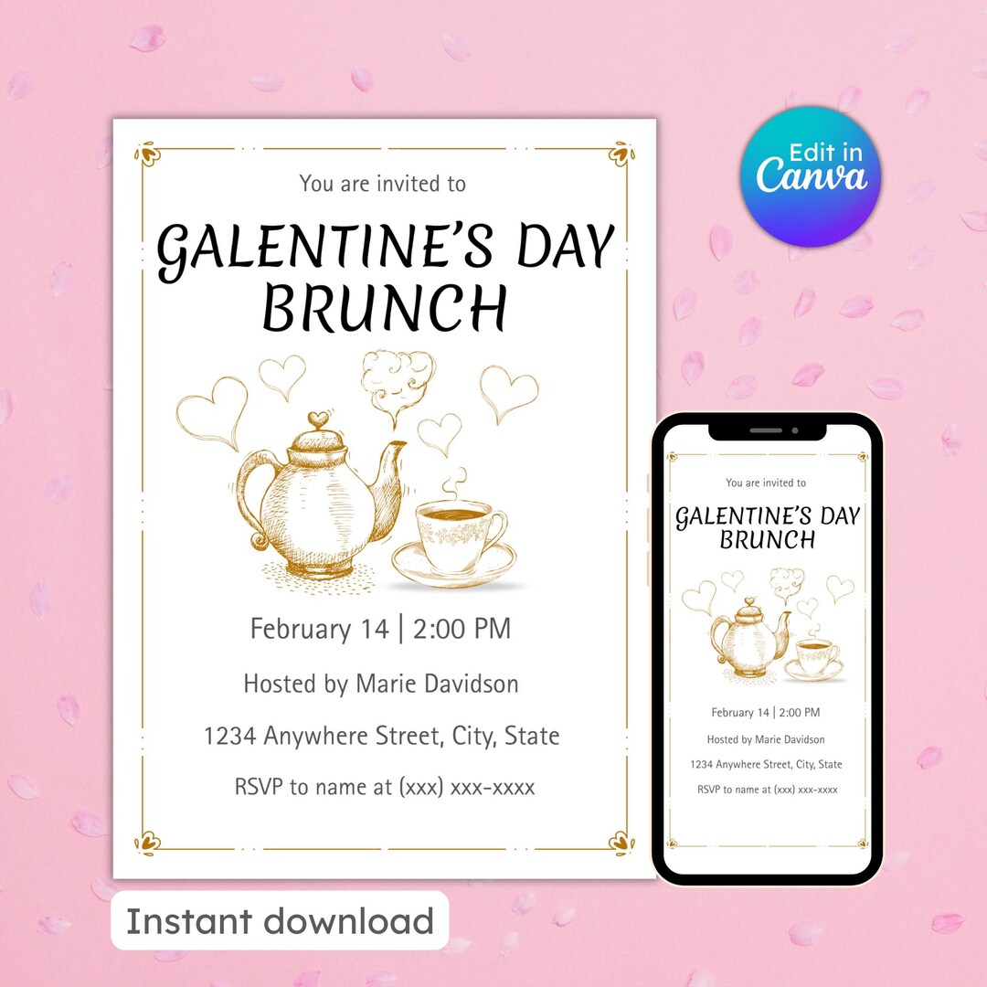 Galentine's Day Brunch Invitation, Girls Night Invite, Galentines ...