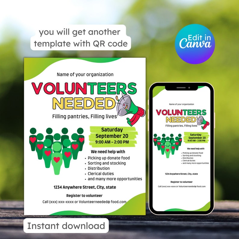 Volunteers Needed Flyer: Editable Recruitment Template (digital Download) - Etsy