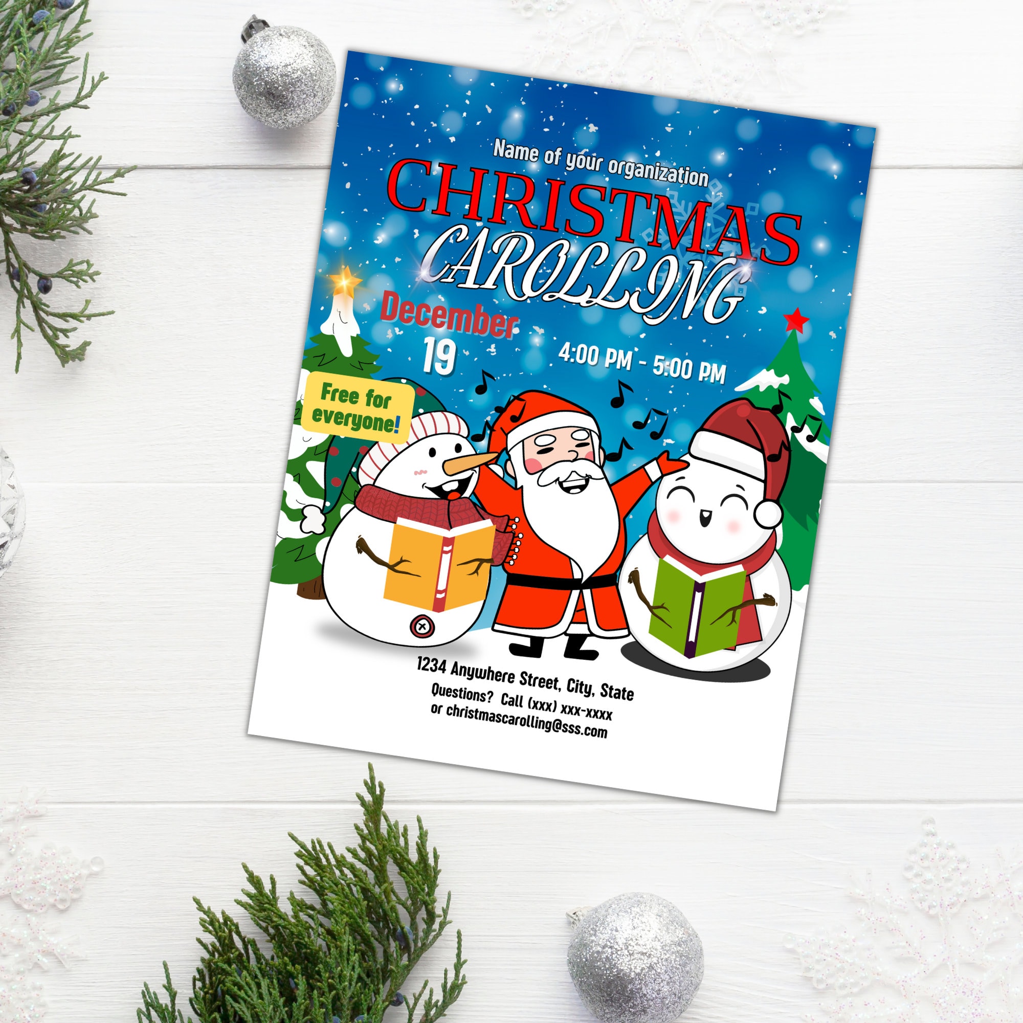Christmas Carolling Flyer, Church School Event, Holiday Special ...