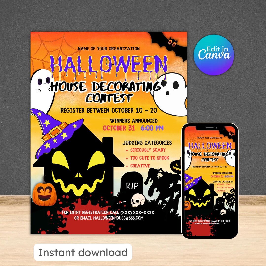 Halloween House Decorating Contest Flyer, Haunted House, Spooky Season ...