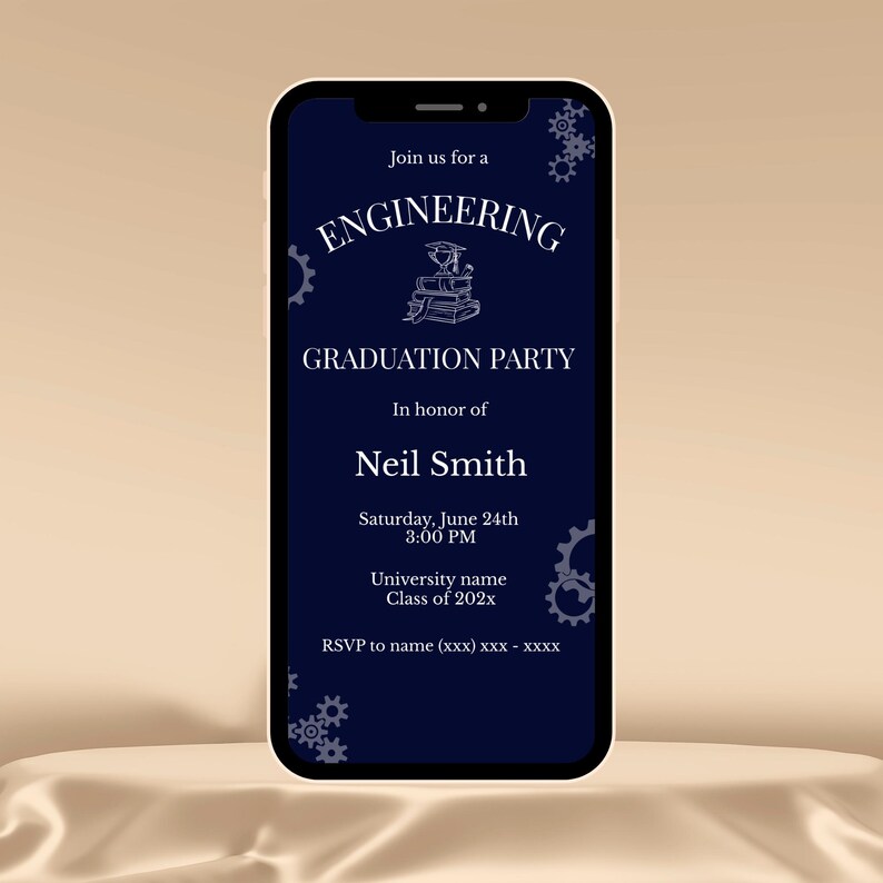 Engineering Graduation Party Invitation, Mechanical Engineer, Grad ...