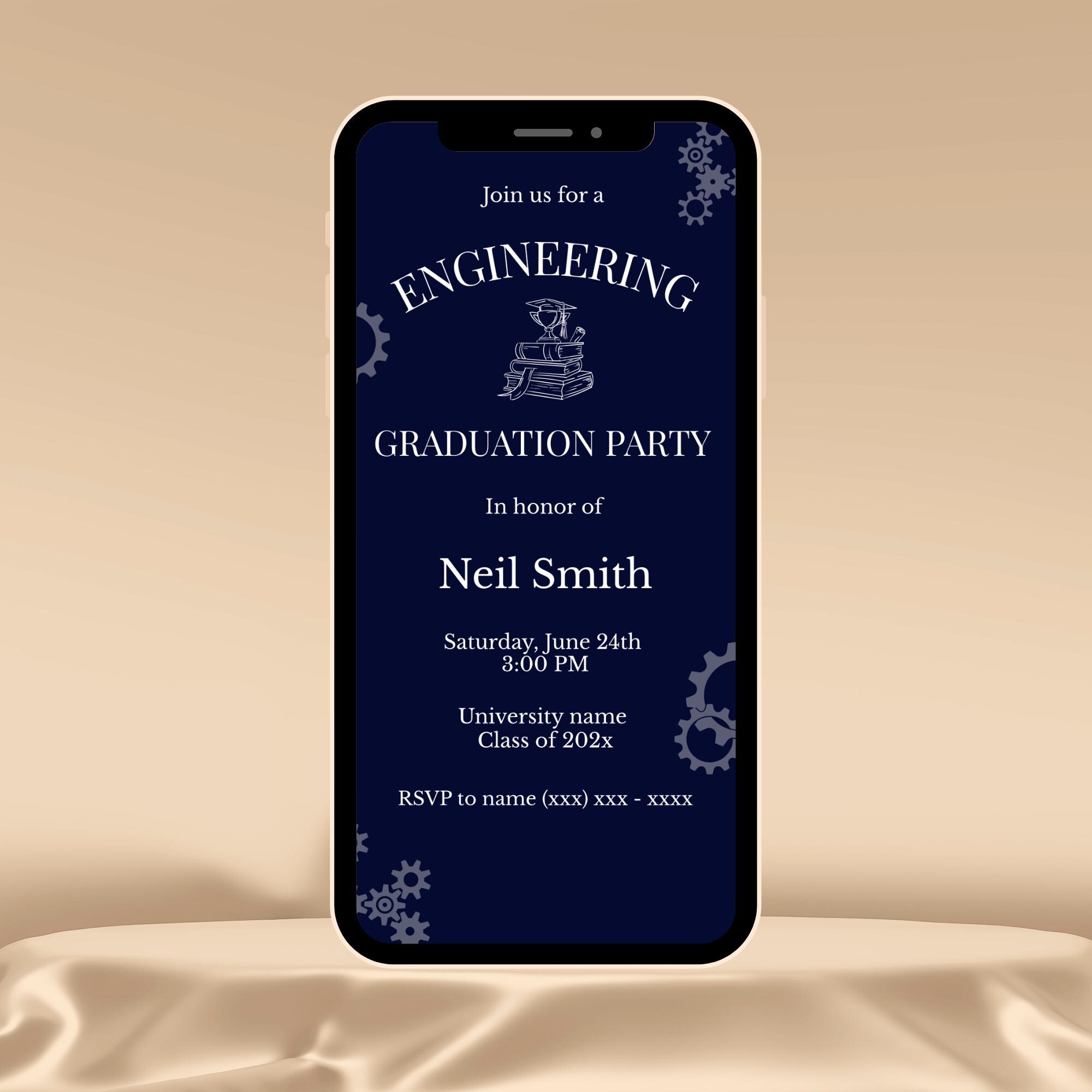 Engineering Graduation Party Invitation, Mechanical Engineer, Grad ...