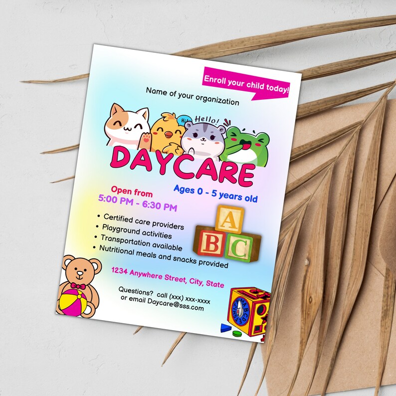 Editable Daycare Enrollment Flyer, Early Childhood, Social Media Post ...