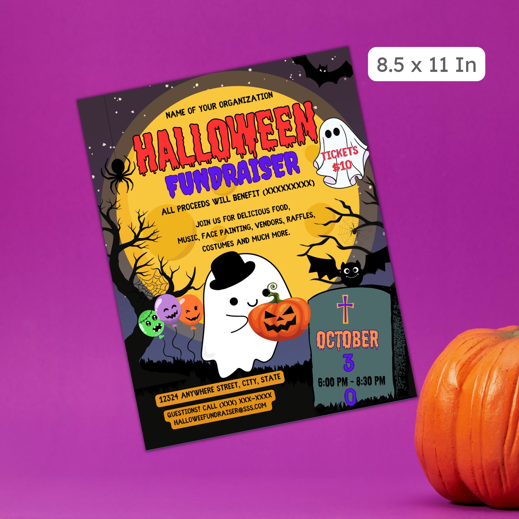 Halloween Fundraiser Flyer Trick or Treat School Event Costume Party ...