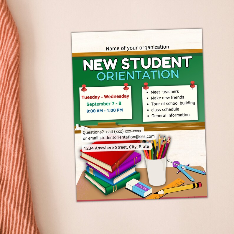 New Student Orientation Flyer, First Day of School, Meet the Teacher ...