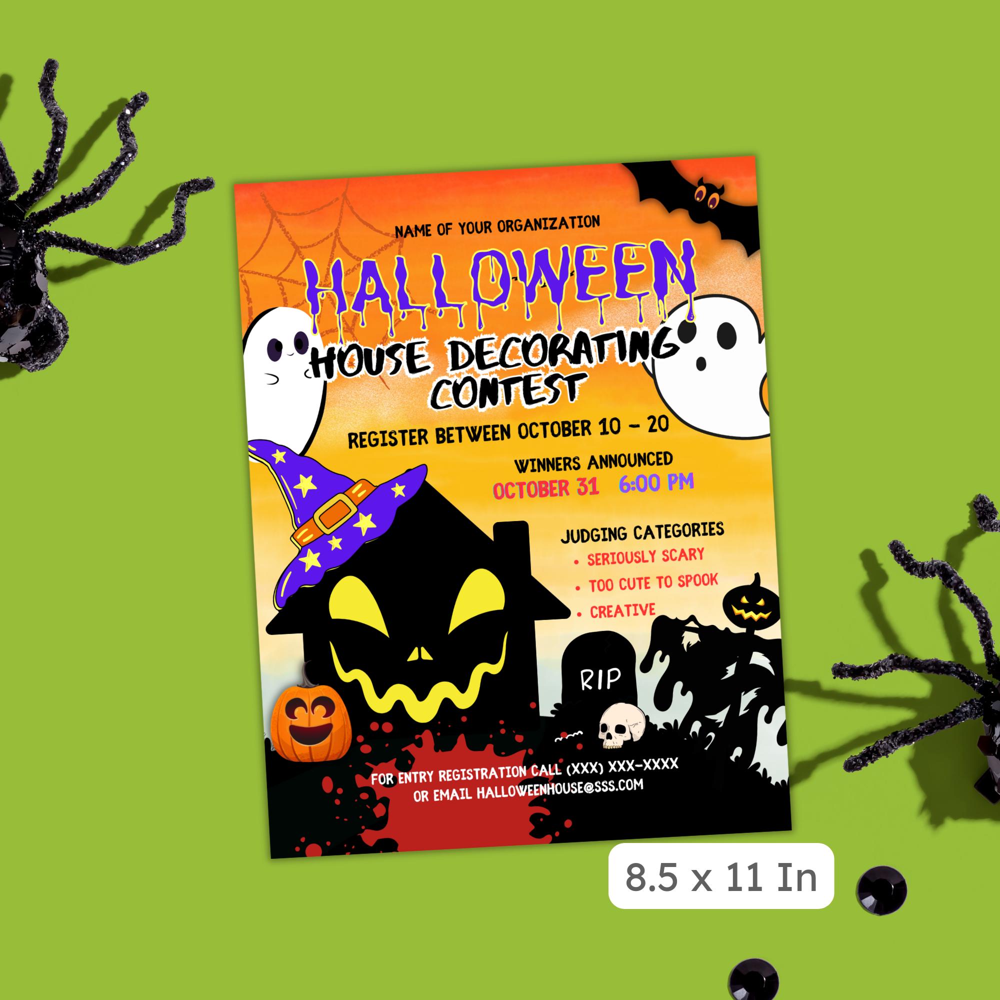 Halloween House Decorating Contest Flyer, Haunted House, Spooky Season ...