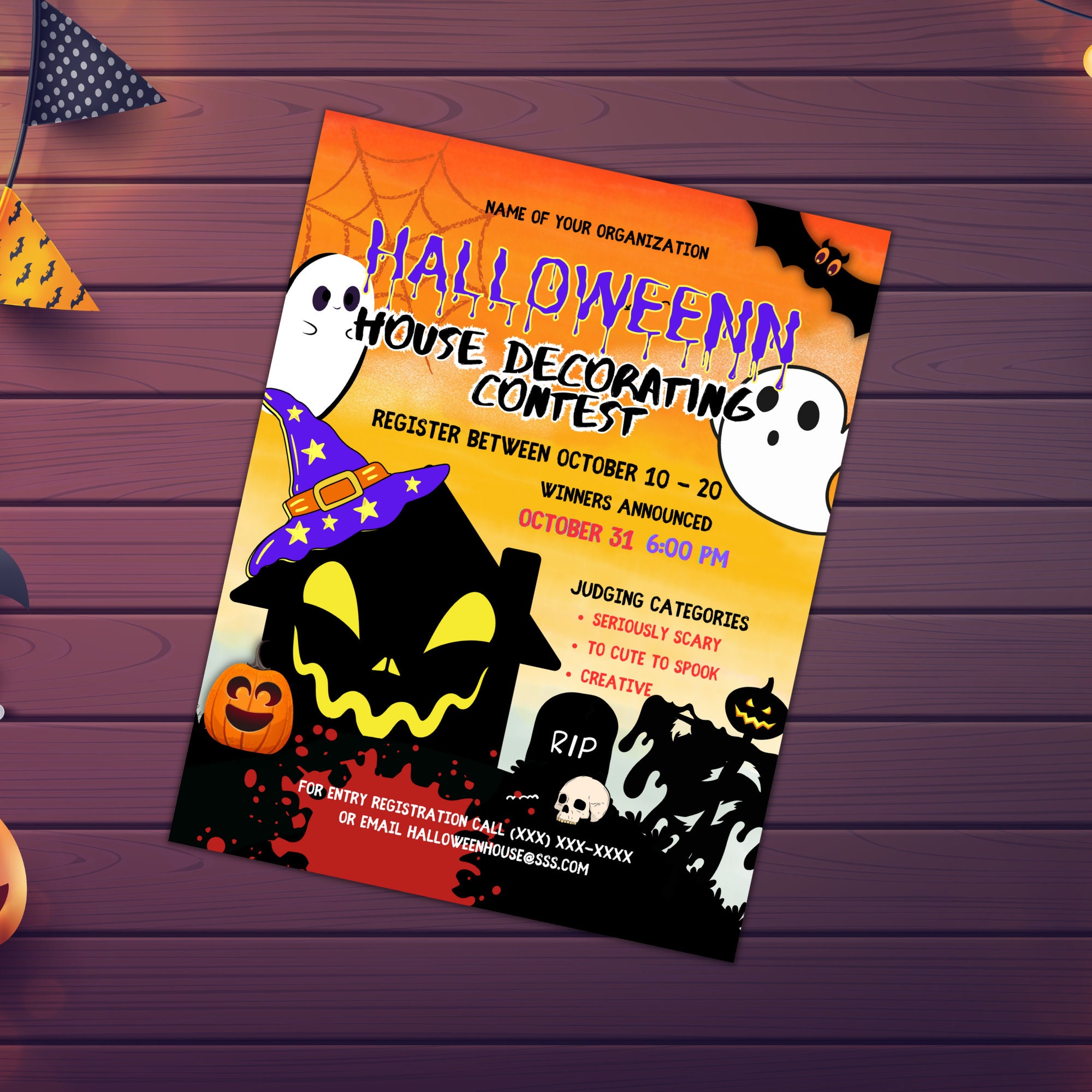 Halloween House Decorating Contest Flyer Haunted House Spooky Season ...