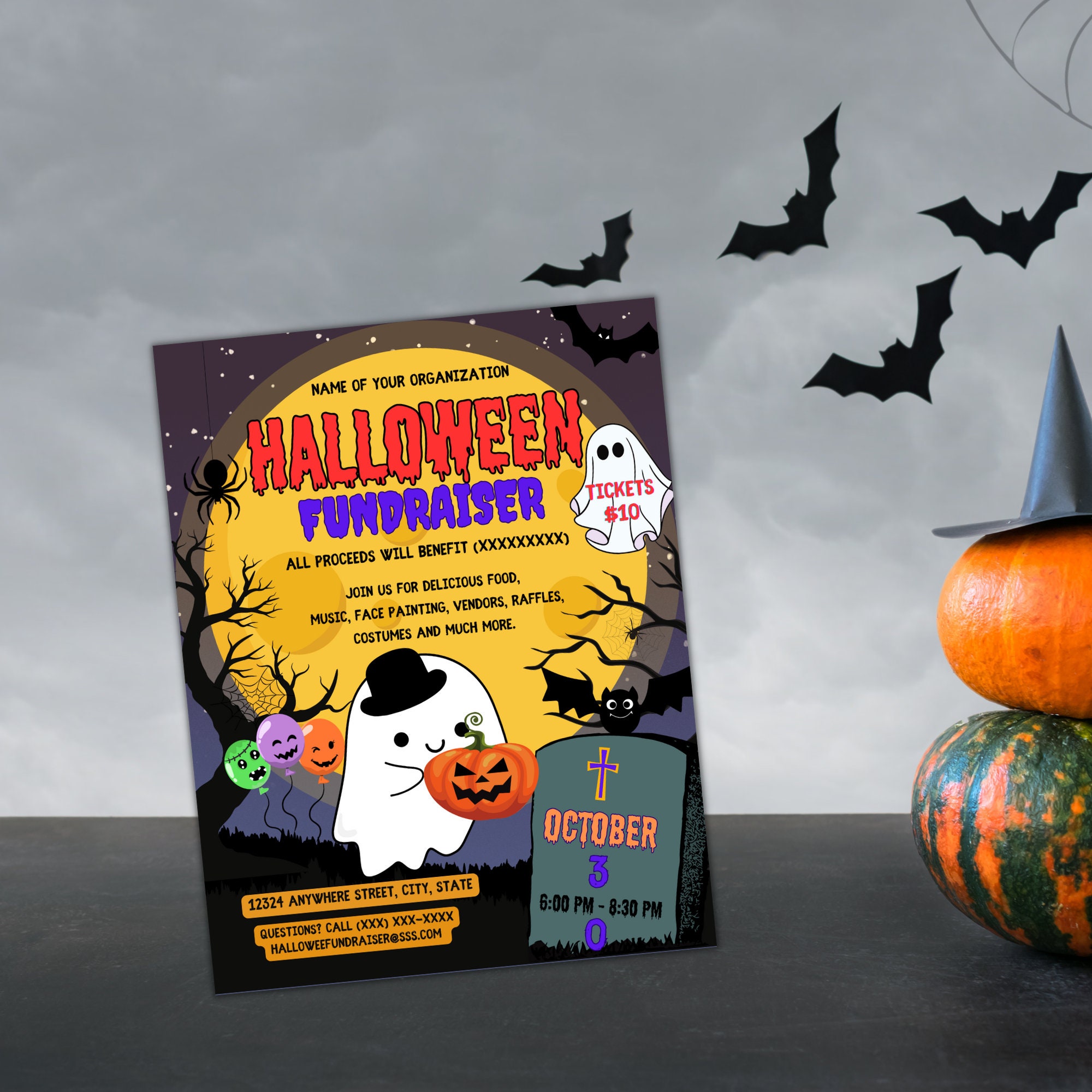 Halloween Fundraiser Flyer Trick or Treat School Event Costume Party ...