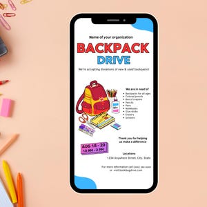 Backpack Drive Flyer Back to School Meet Teacher First Day School ...