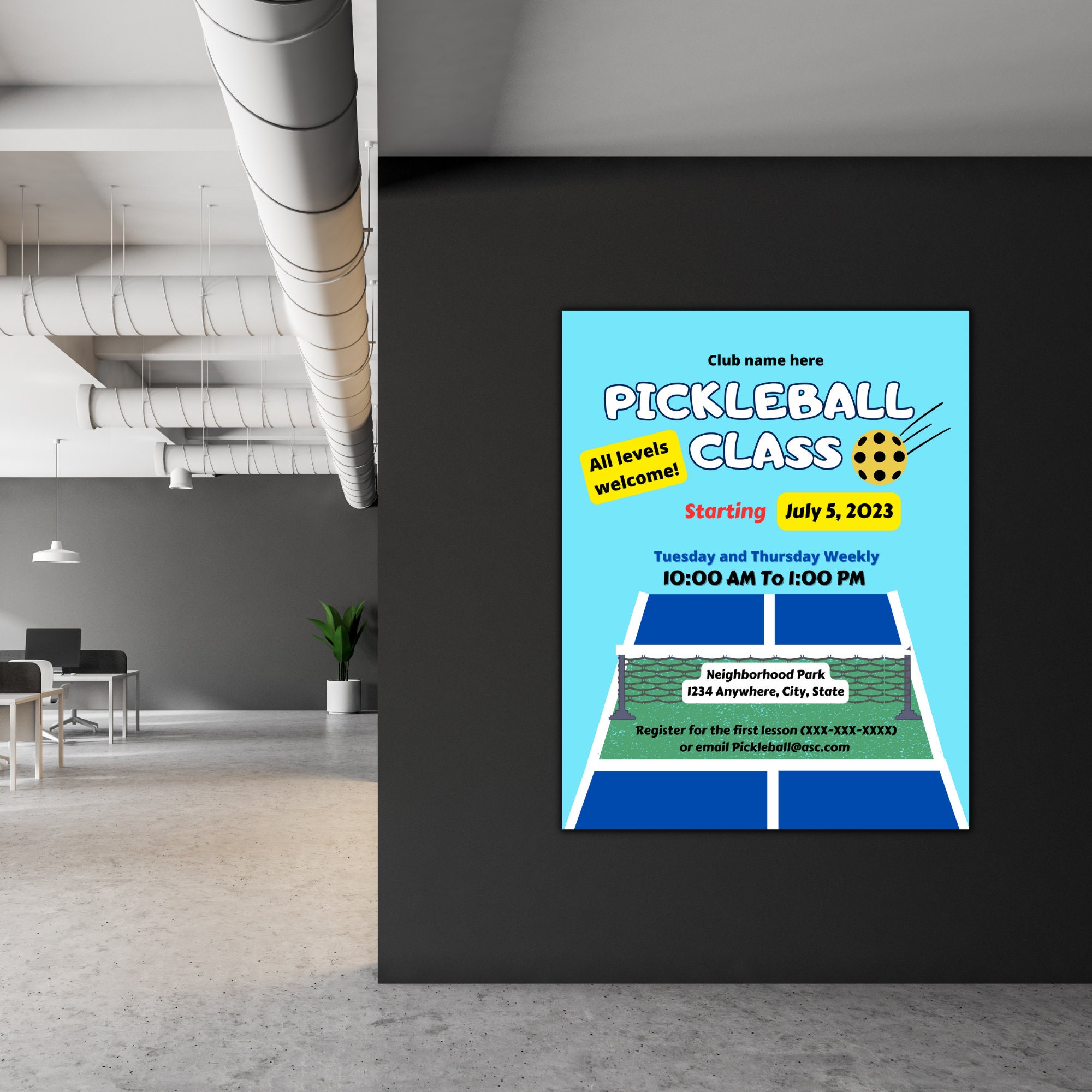 Pickleball Class Flyer, Pickle Ball Lessons, Pickle Ball Digital Flier ...