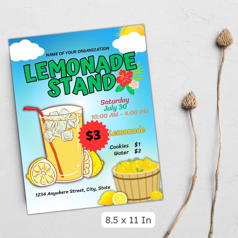 Lemonade Stand Flyer Lemonade Fundraiser School Summer Picnic Pta ...