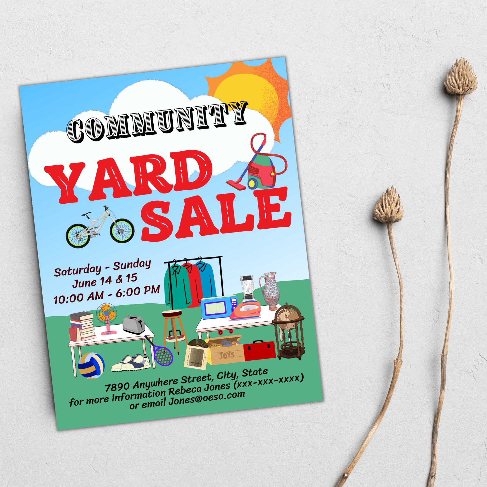 Community Yard Sale Neighborhood Yard Sale Garage Sale Yard Sale Flyer Editable Printable ...