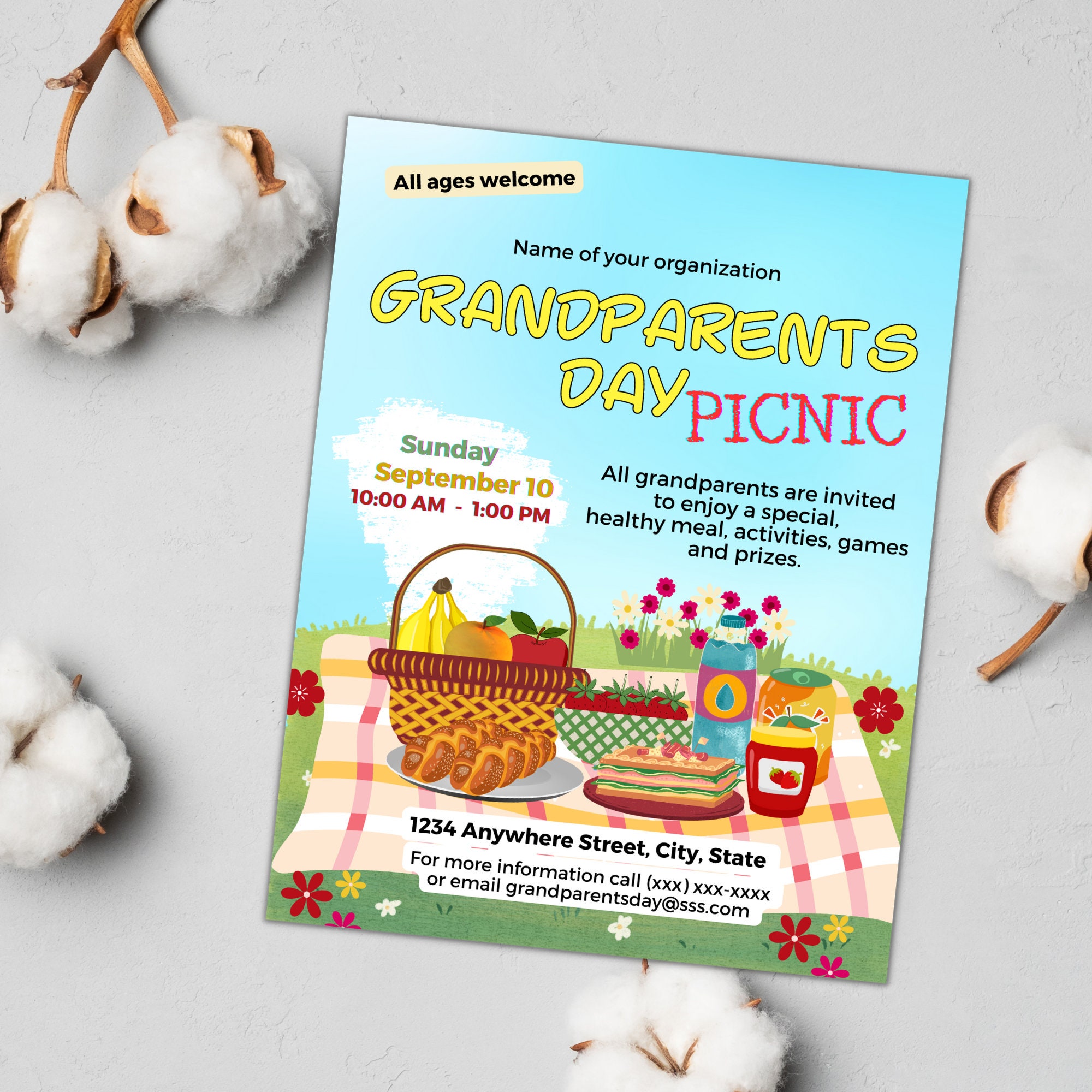 Grandparents Day Picnic Flyer, Breakfast Social, Grandparents Lunch ...