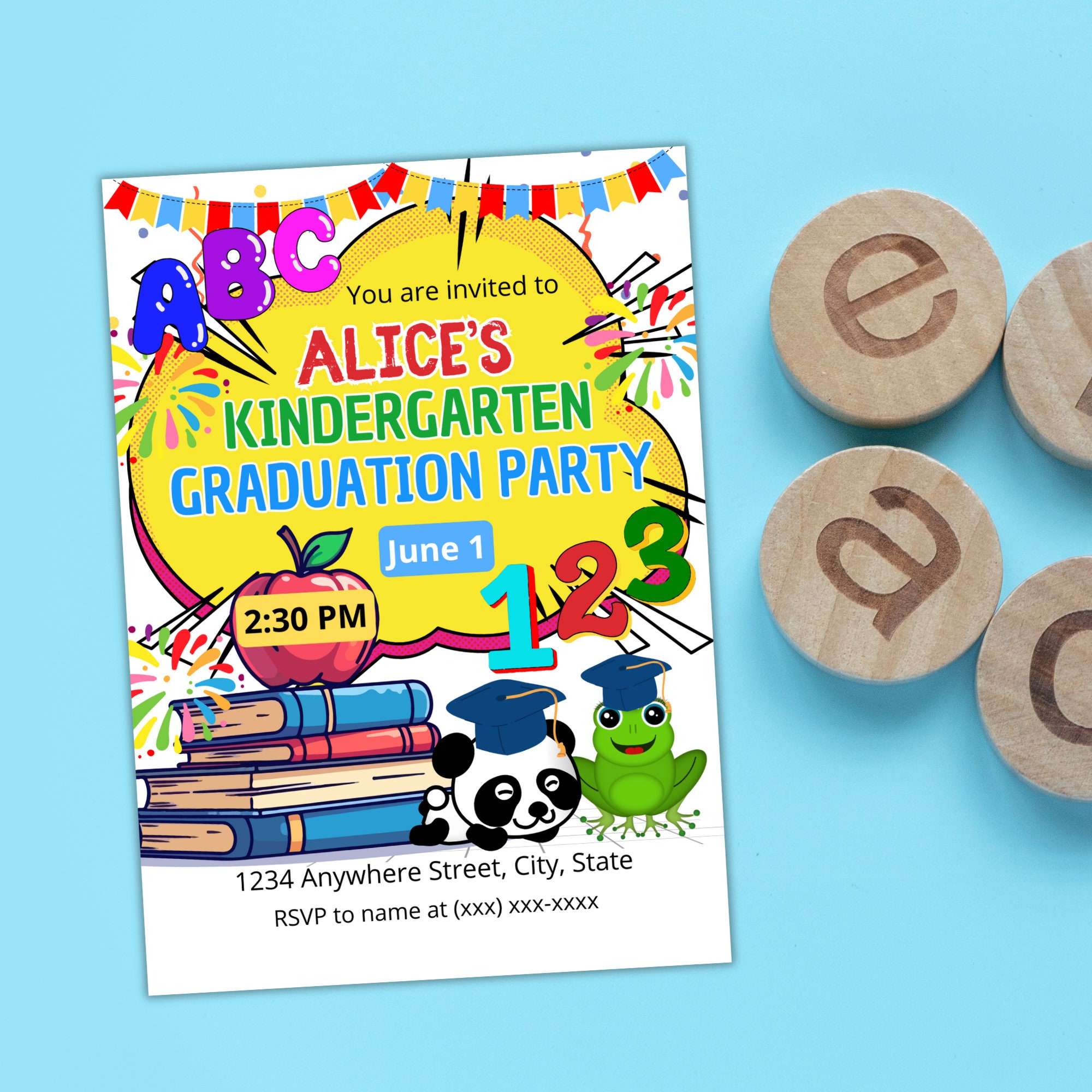 Kindergarten Graduation Party Invitation: Editable Class of 2024 ...
