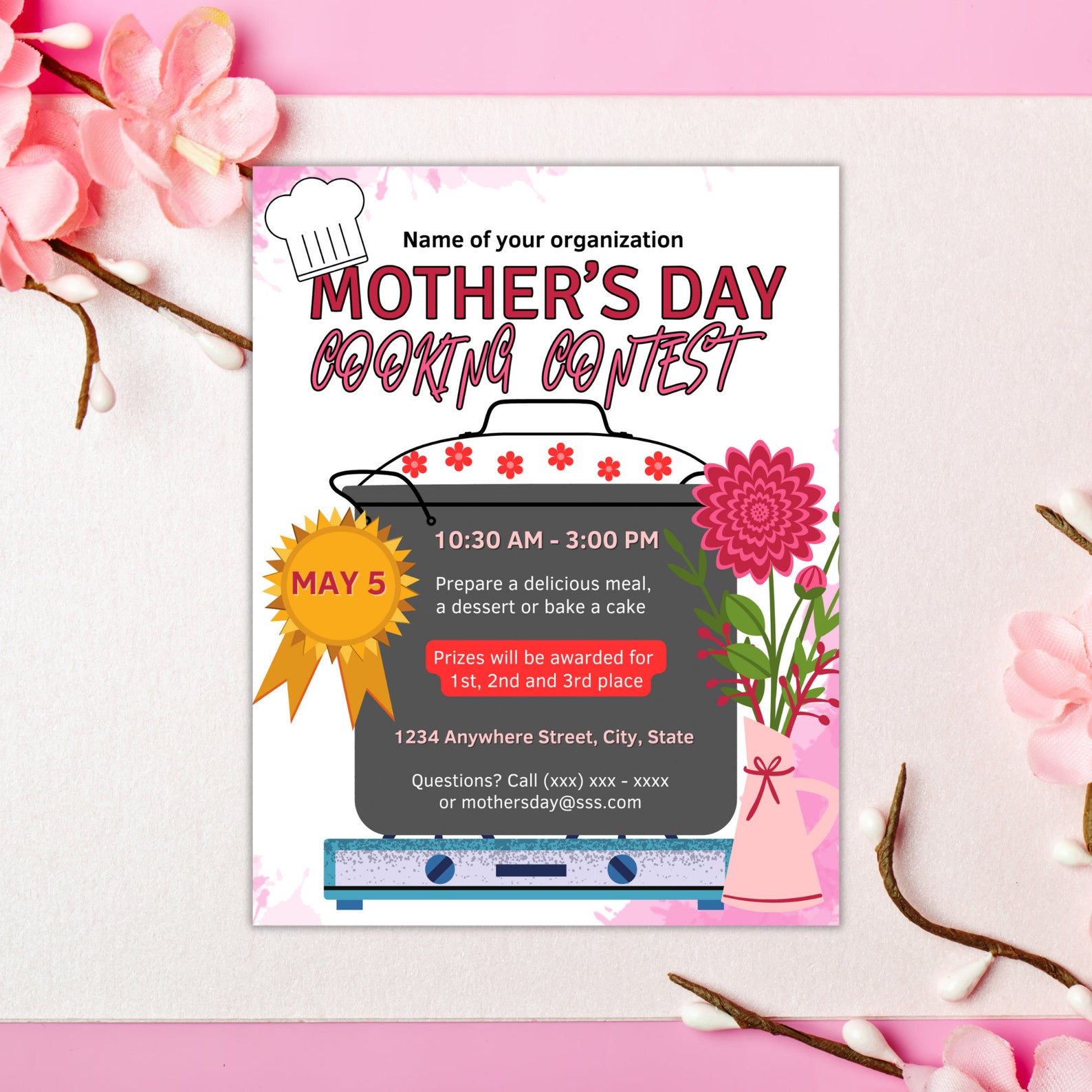 Mother's Day Cooking Contest Flyer Cooking Competition Community Event ...