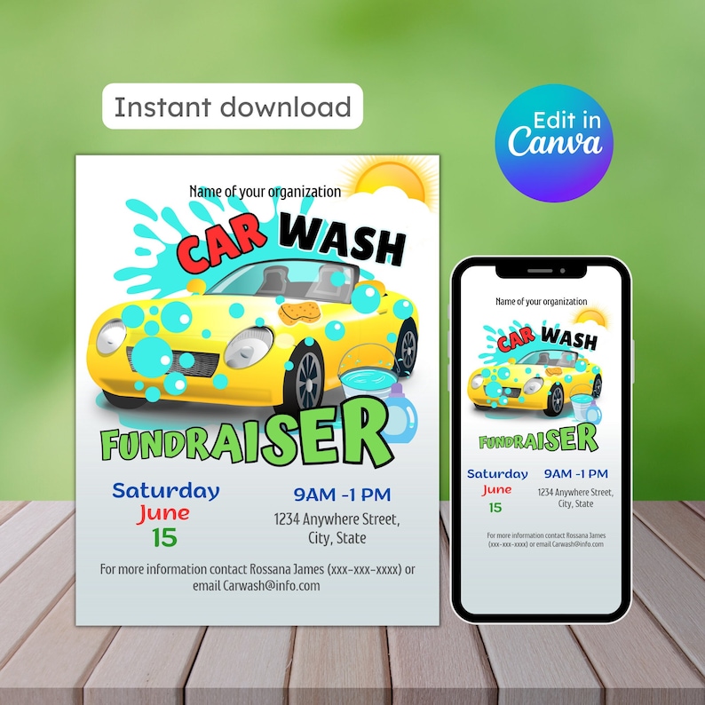 Editable Car Wash Fundraiser Flyer, Mobile Car Wash, Car Wash Template ...