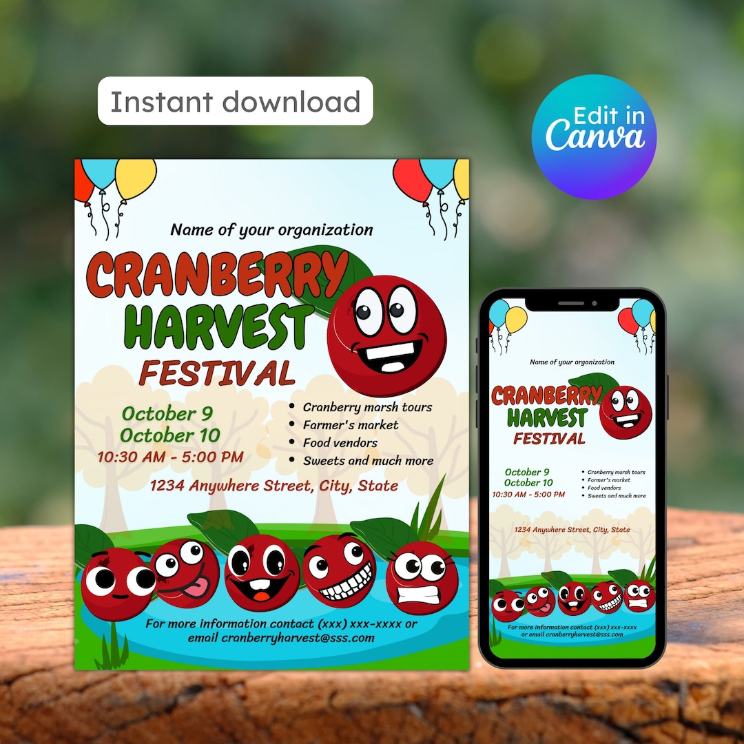Cranberry Harvest Festival Flyer Abundant Autumn Cranberry - Etsy